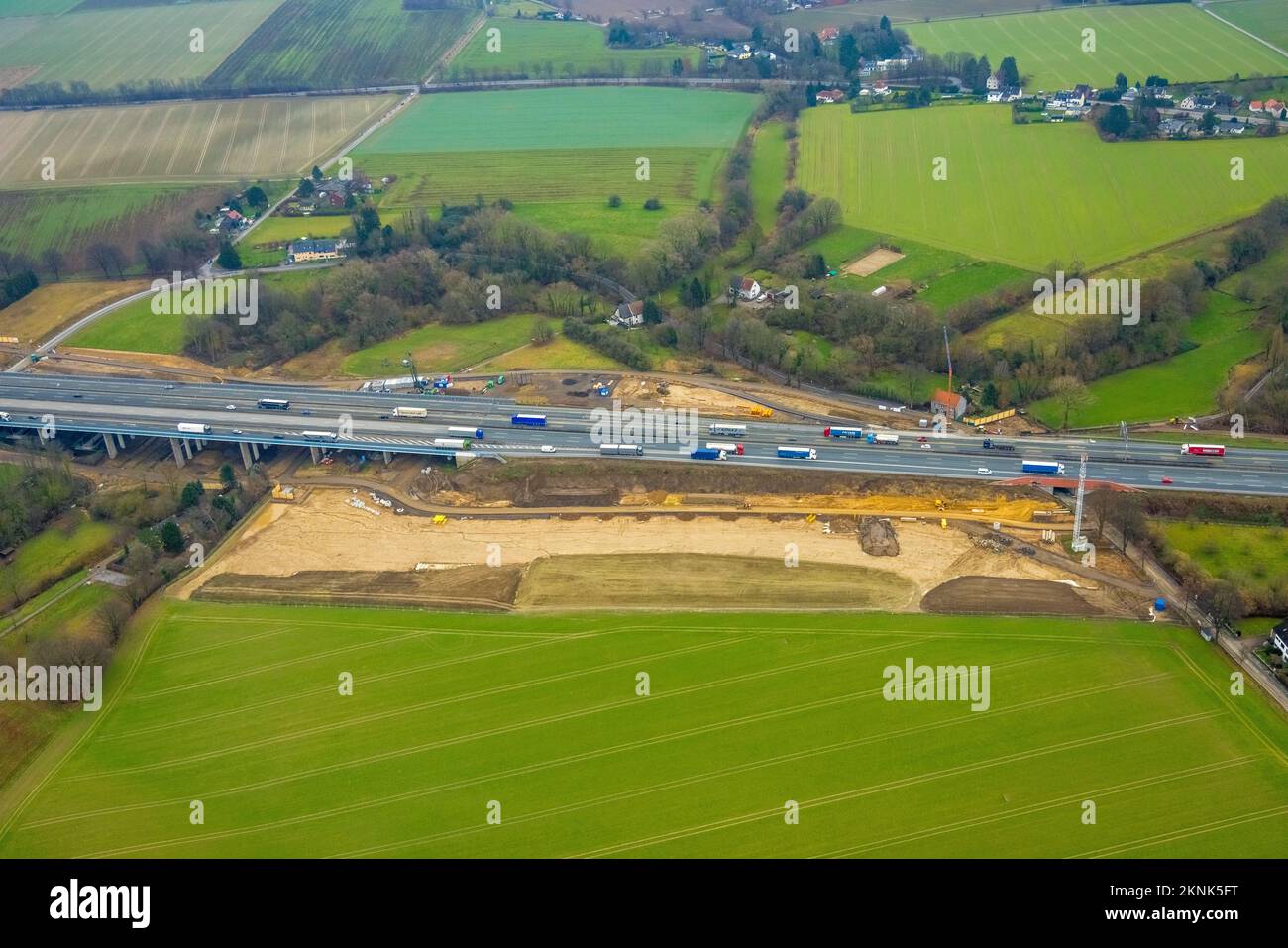 Vue aérienne, chantier de construction Liedbachtalbrücke à l'autoroute ...