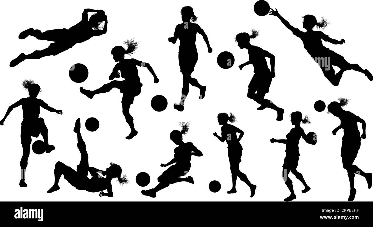 Ensemble De Silhouette De Football Femme Banque De Photographies Et D