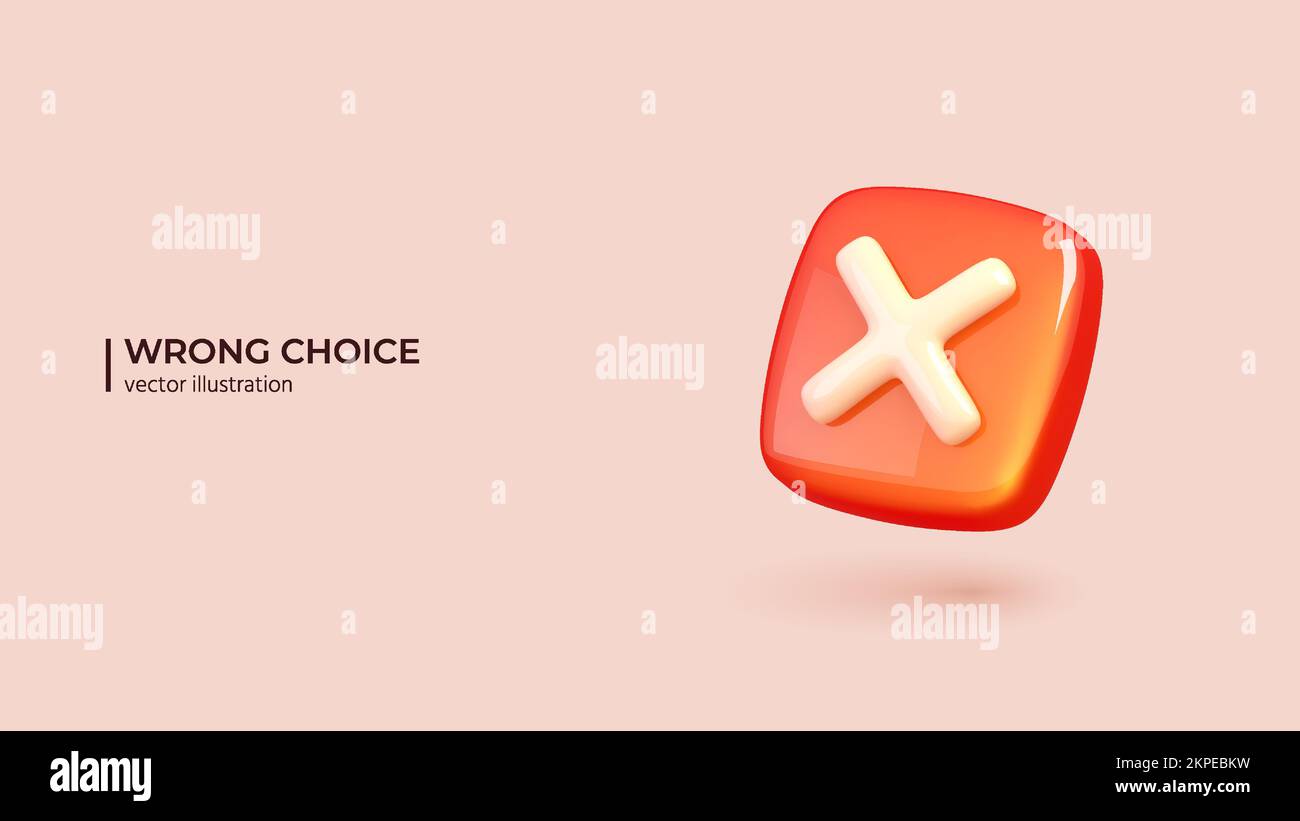 3D case à cocher Vector Wrong. Realistic 3D conception de ...