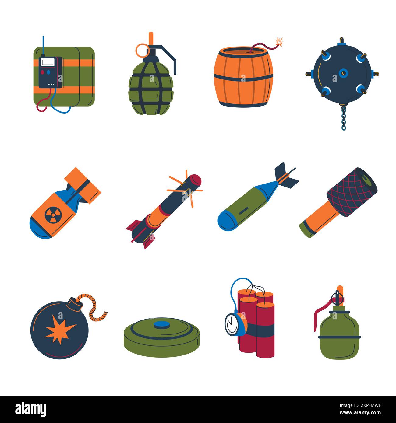 Types de bombes, missiles et fusées icônes vecteur Image Vectorielle ...