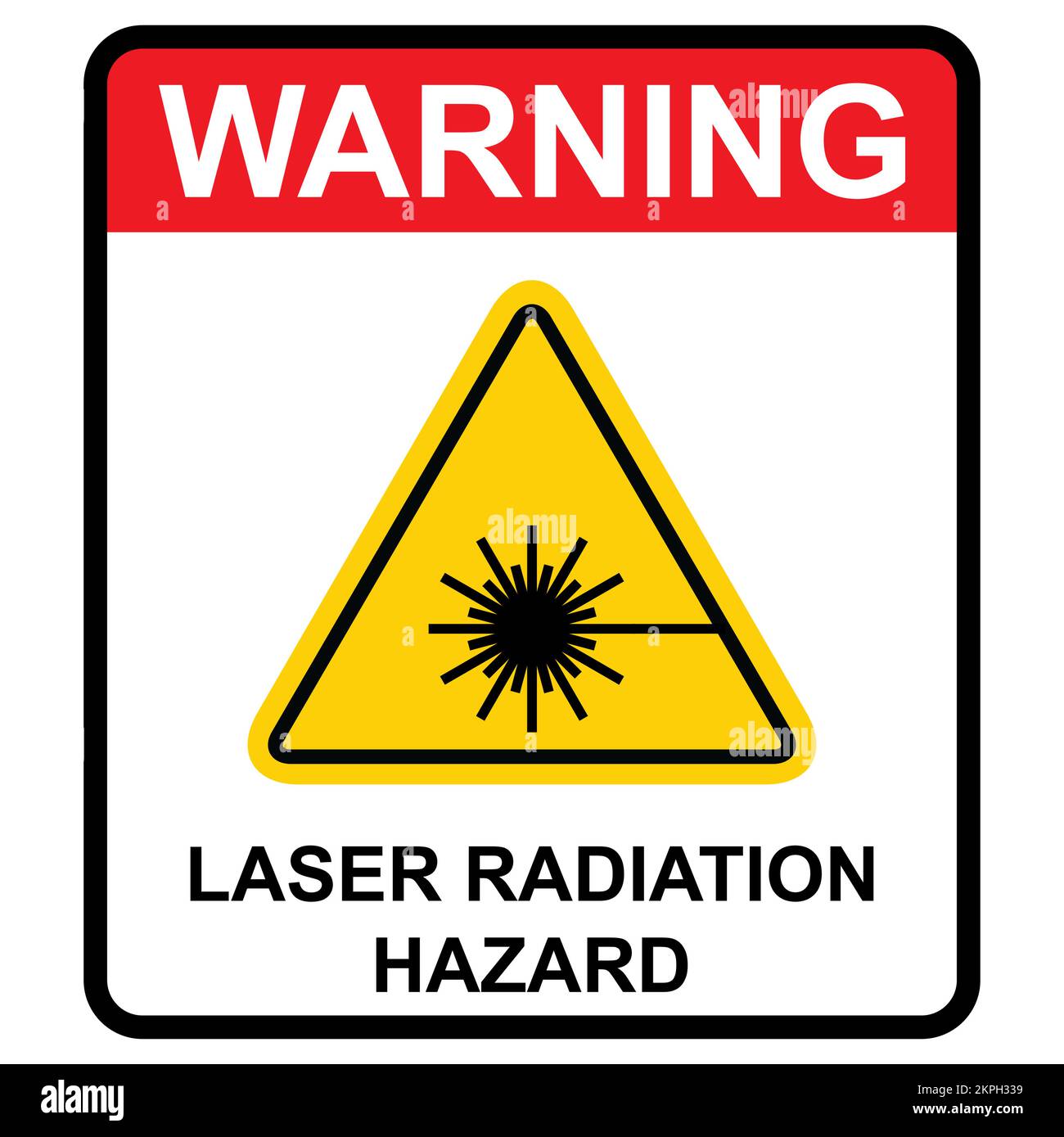 Icône d'étiquette de danger de rayonnement laser, symbole d'information ...