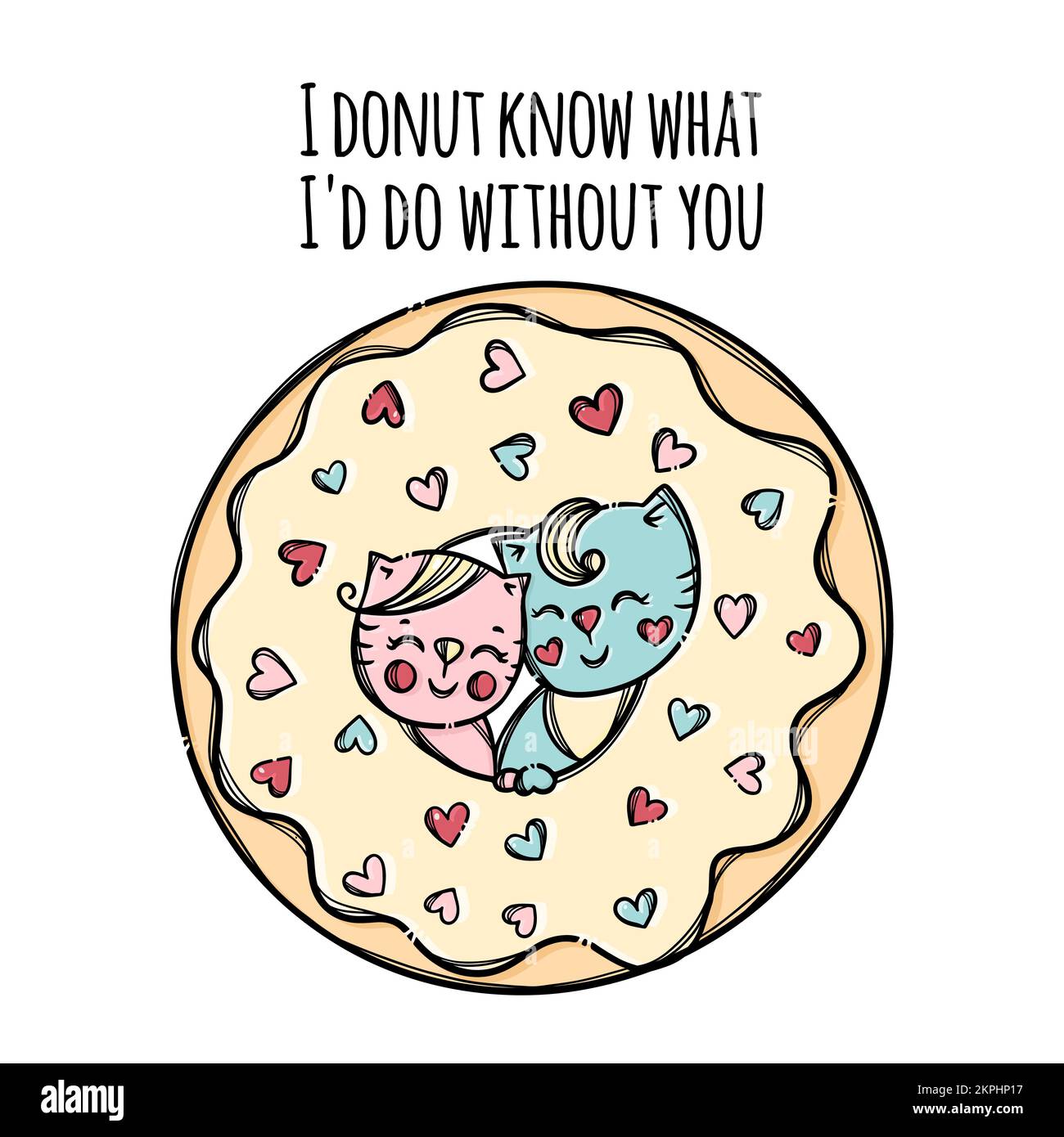 ADORABLE COUPLE chatons mignon coincé sa tête dans Donut Sweet ...