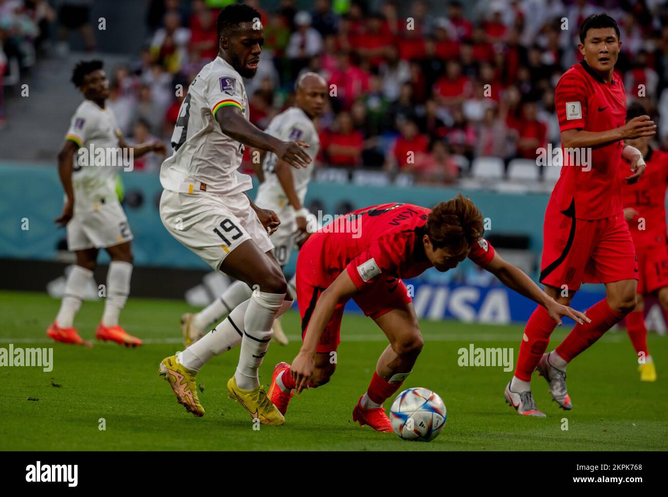 DOHA, CA - 28.11.2022: CORÉE DU SUD contre GHANA - Parti de la ...