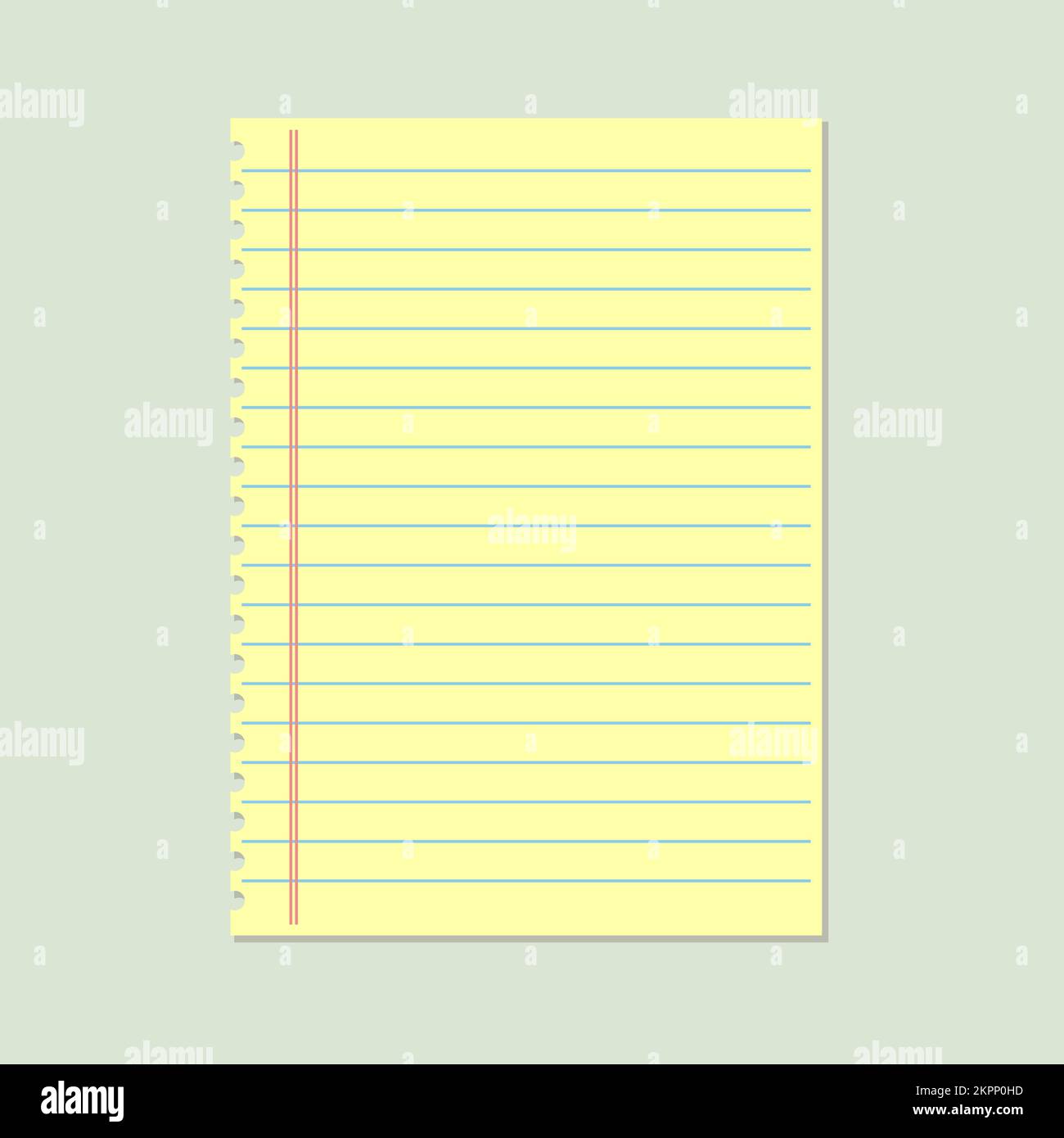 Papier ligné jaune. Feuille de papier pour ordinateur portable. Bloc ...