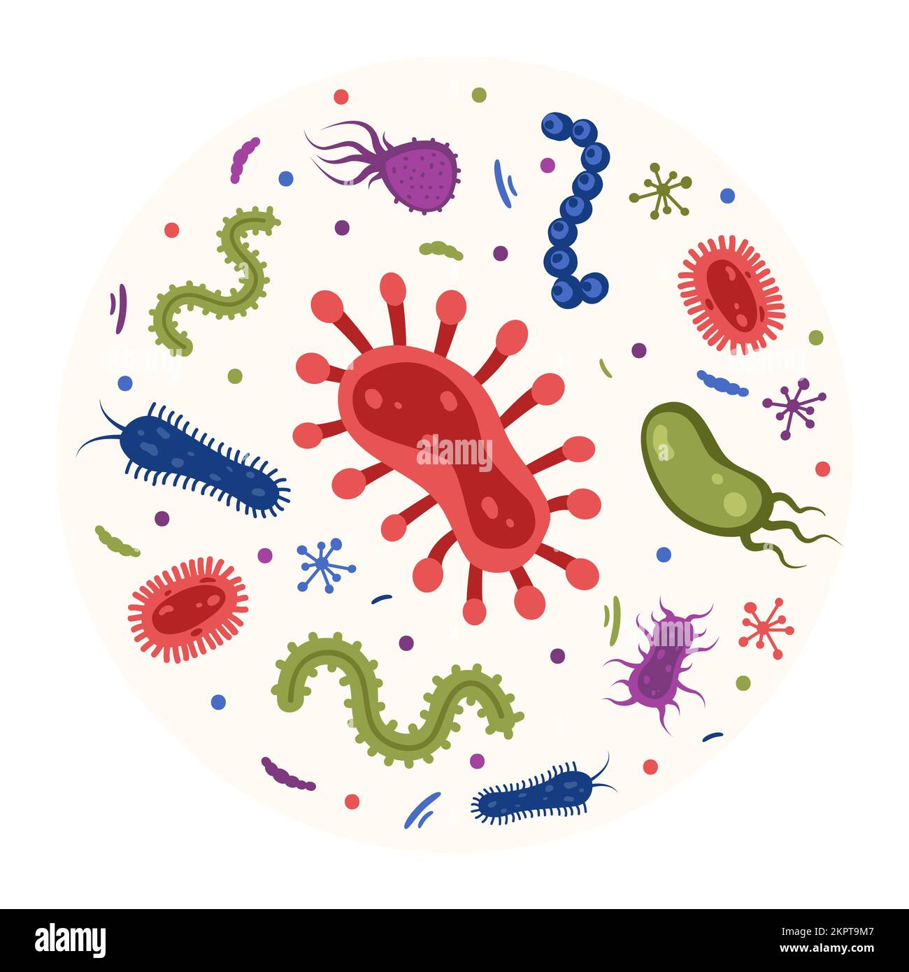 Différentes bactéries, micro-organismes pathogènes dans un cercle ...