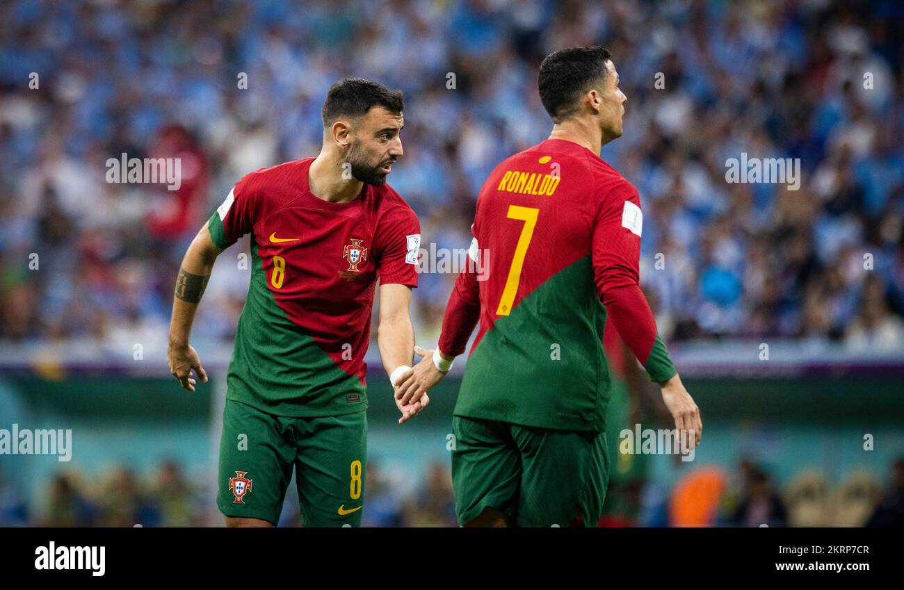 Doha, Qatar. 28th novembre 2022. Bruno Fernandes (Portugal), Cristiano Ronaldo (Portugal ...