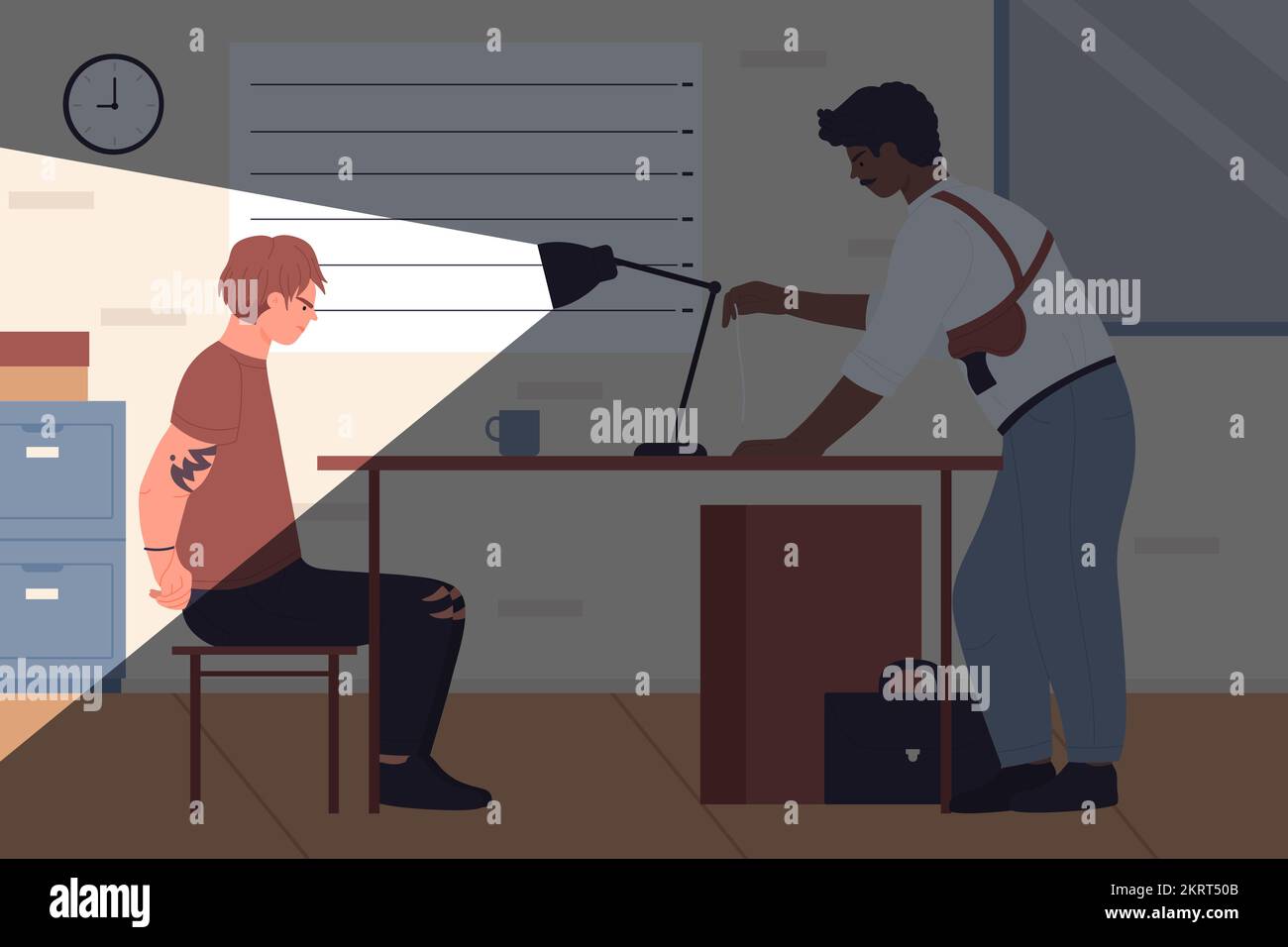 Illustration du vecteur d'enquête policière. Un enquêteur de dessin ...