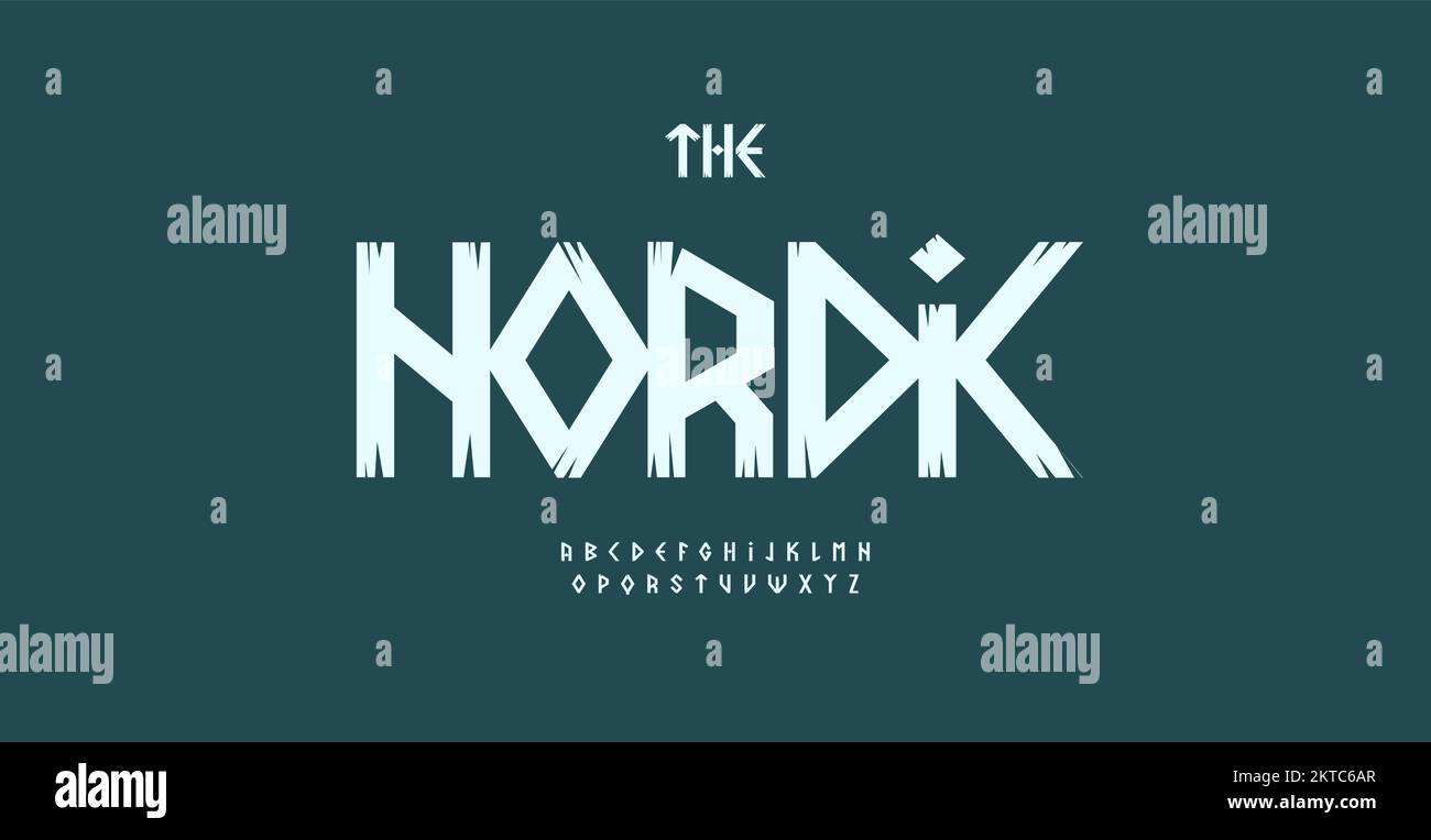 Lettres de l'alphabet de police nordique. Typographie moderne du logo ...