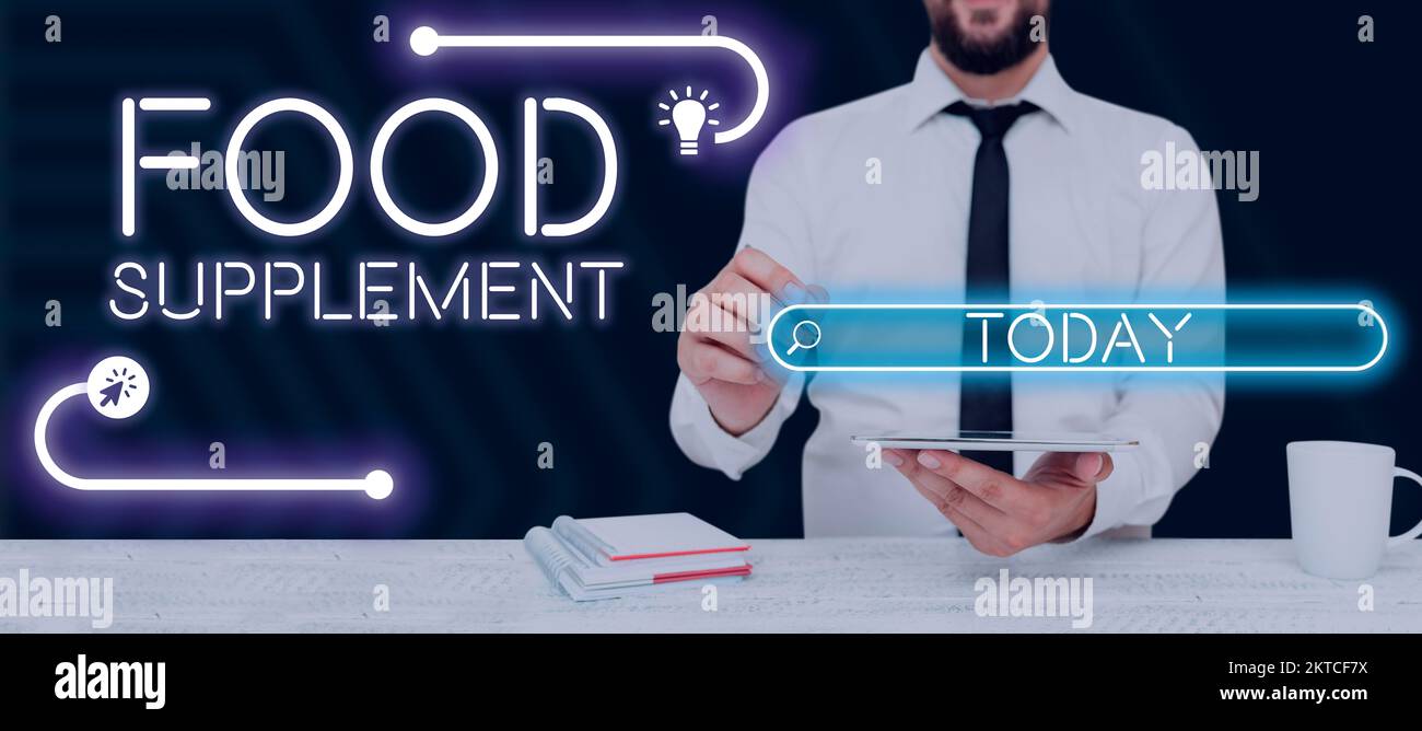 Légende Présentation du supplément alimentaire, concept commercial ...