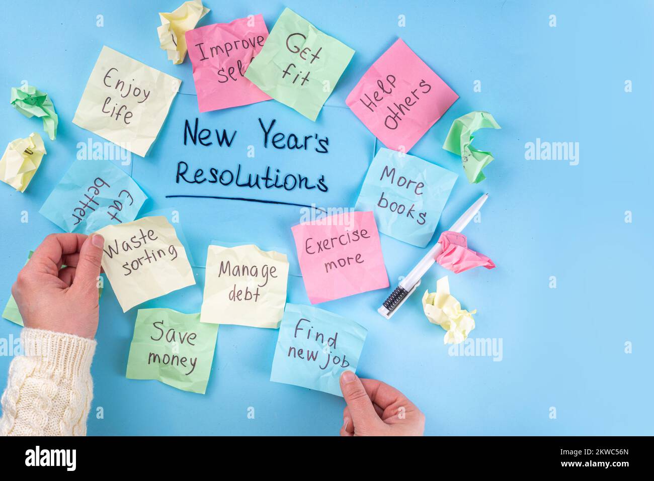 Objectifs de la nouvelle année ou résolutions sur des autocollants en ...