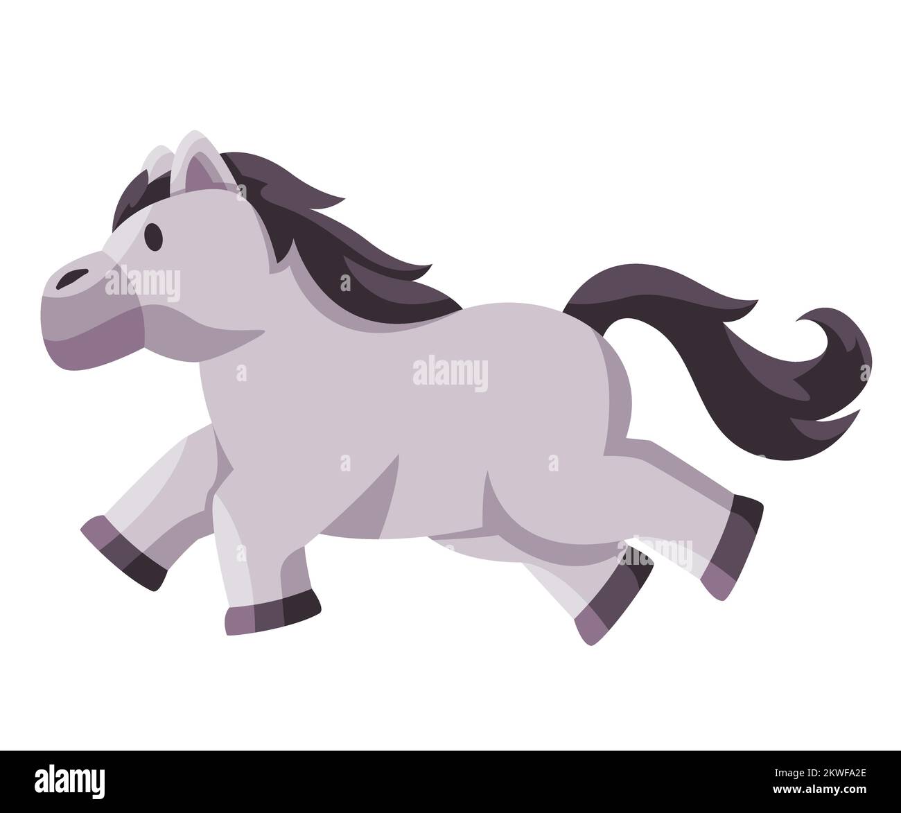 Cheval de couleur grise courant dessin rapide illustration mignon style ...