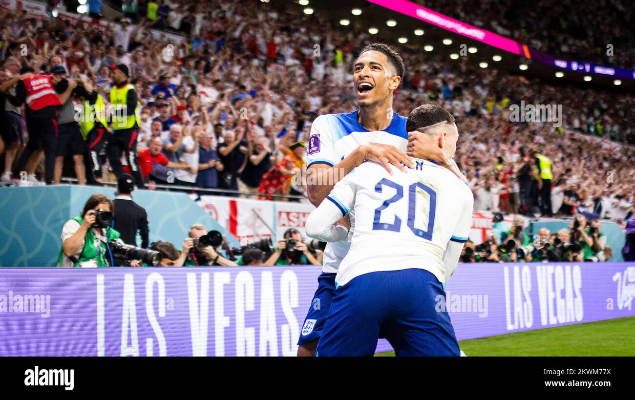 Doha, Qatar. 29th novembre 2022. Célébration du but Phil Foden ...