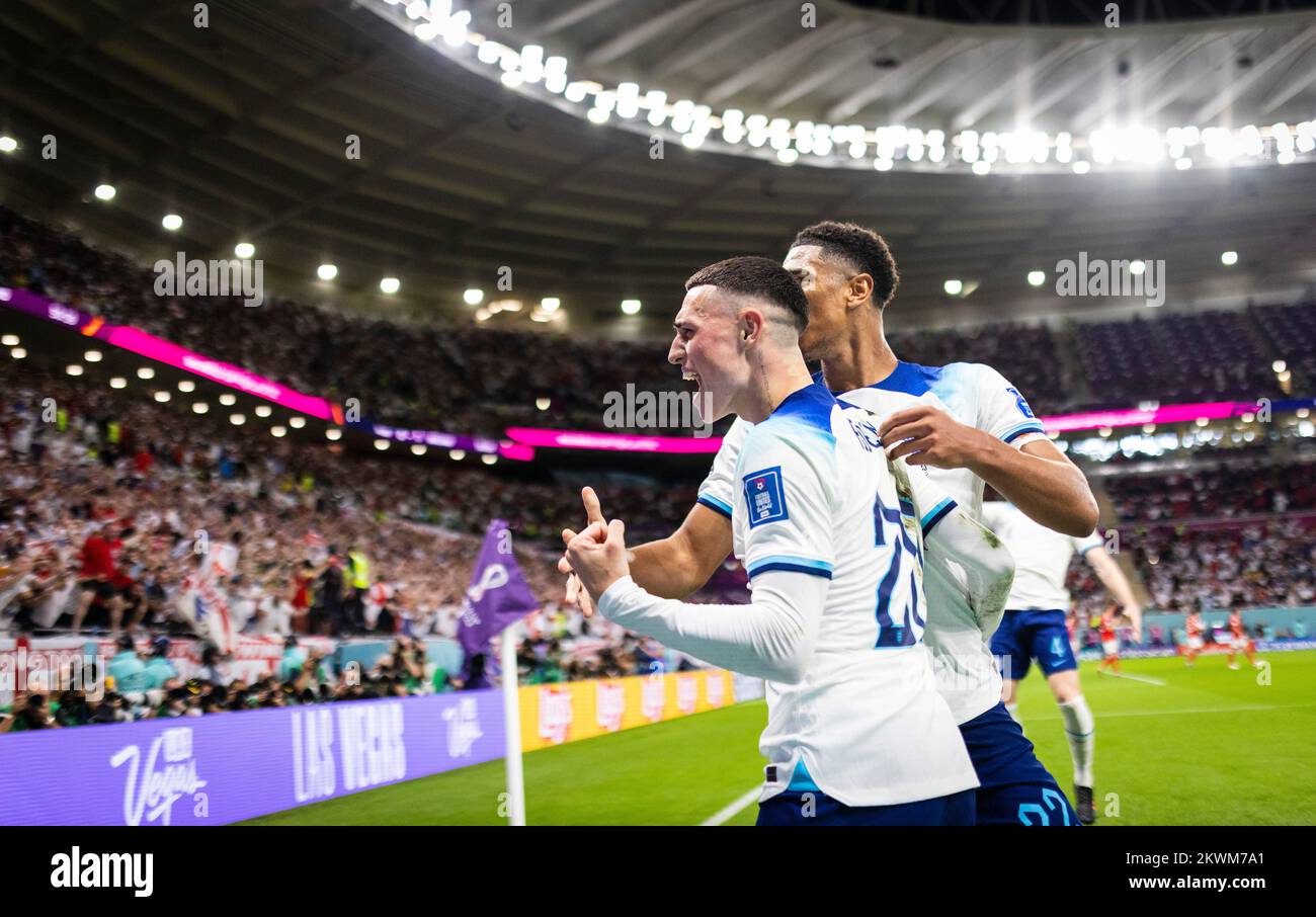 Doha, Qatar. 29th novembre 2022. Célébration du but Phil Foden ...