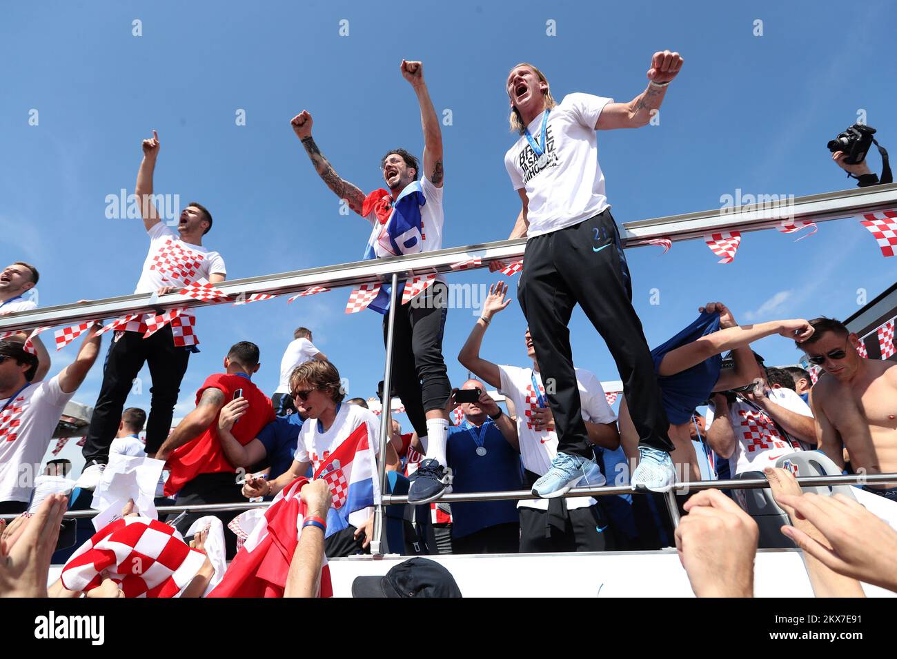 16.07.2018., Zagreb - Accueil de l'équipe de football croate. Domagoj ...
