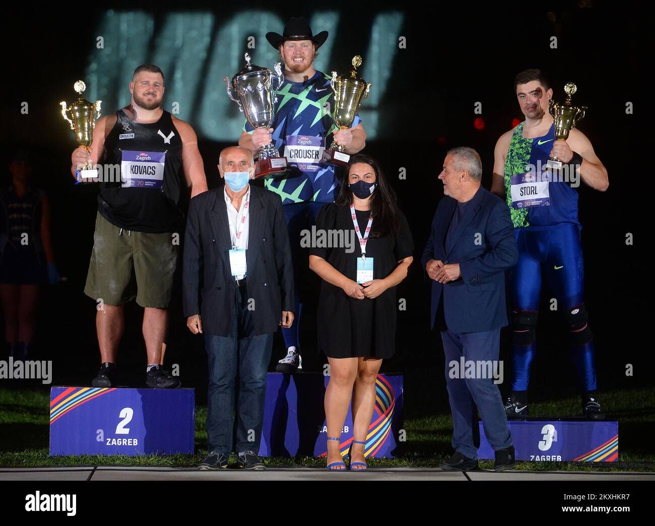 Ryan Crouser, médaillé d'or des États-Unis, Joe Kovacs, médaillé d ...