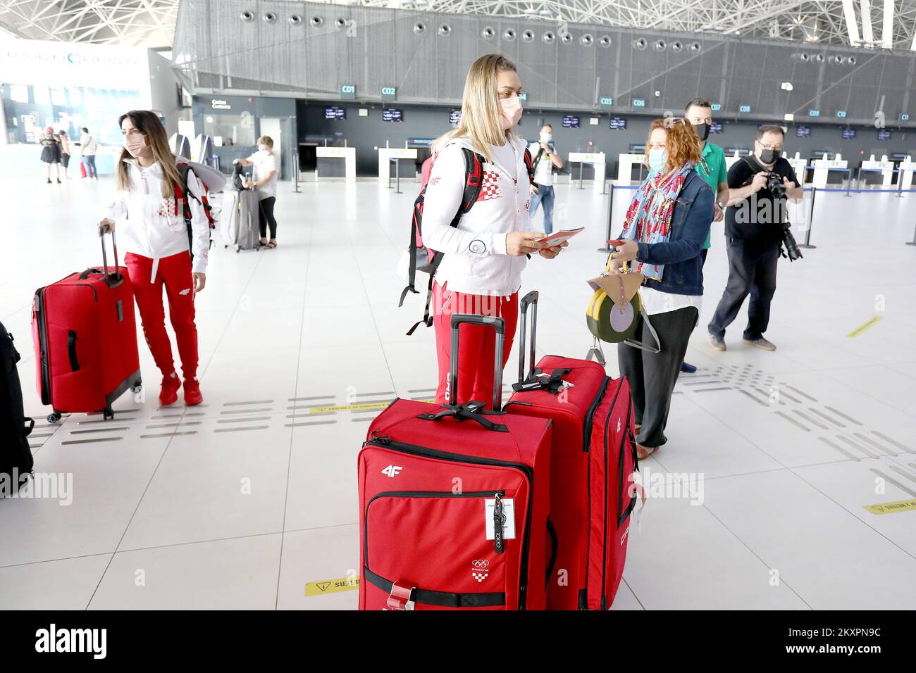 Sandra Perkovic, lanceuse de disque croate, arrive à l'aéroport Franjo ...
