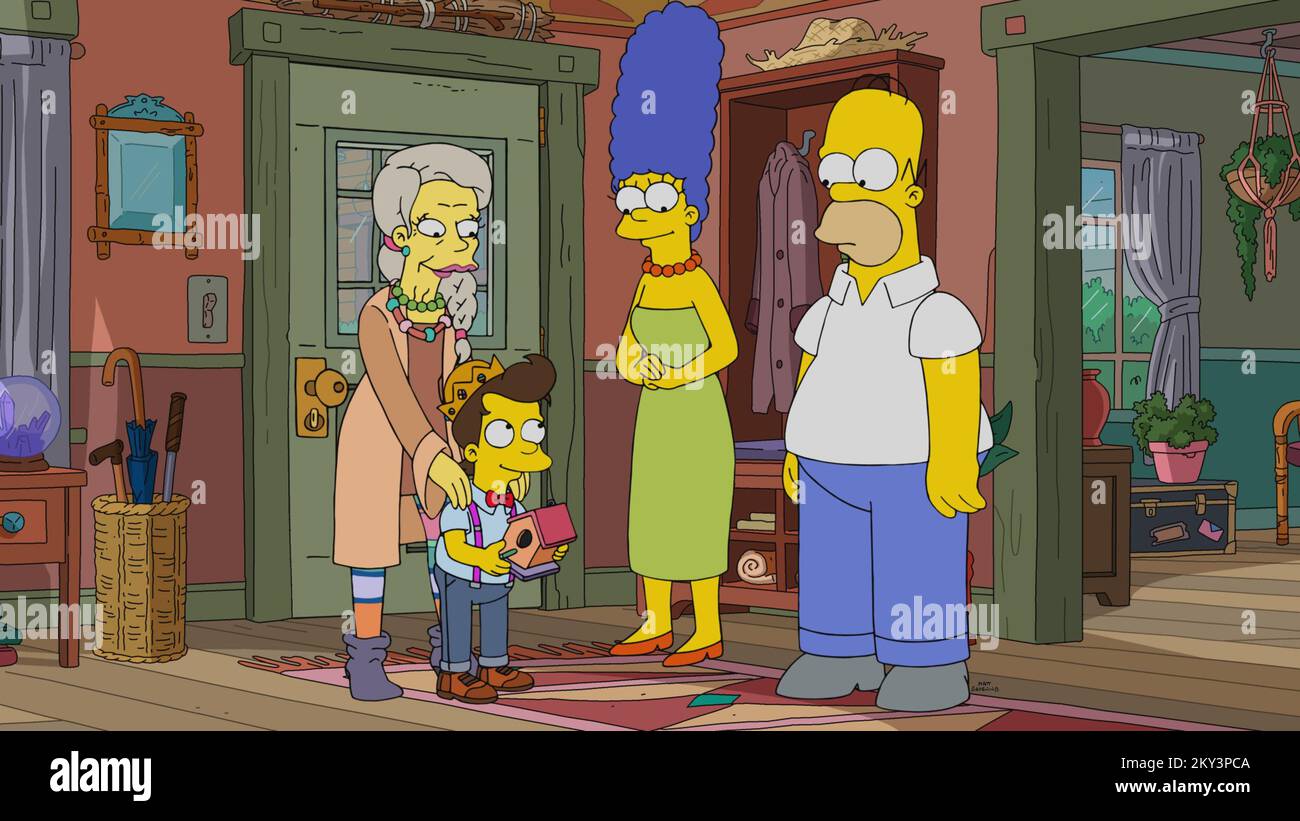 LES SIMPSONS, de gauche à droite: Blythe (voix: Carol Kane), Calvin ...