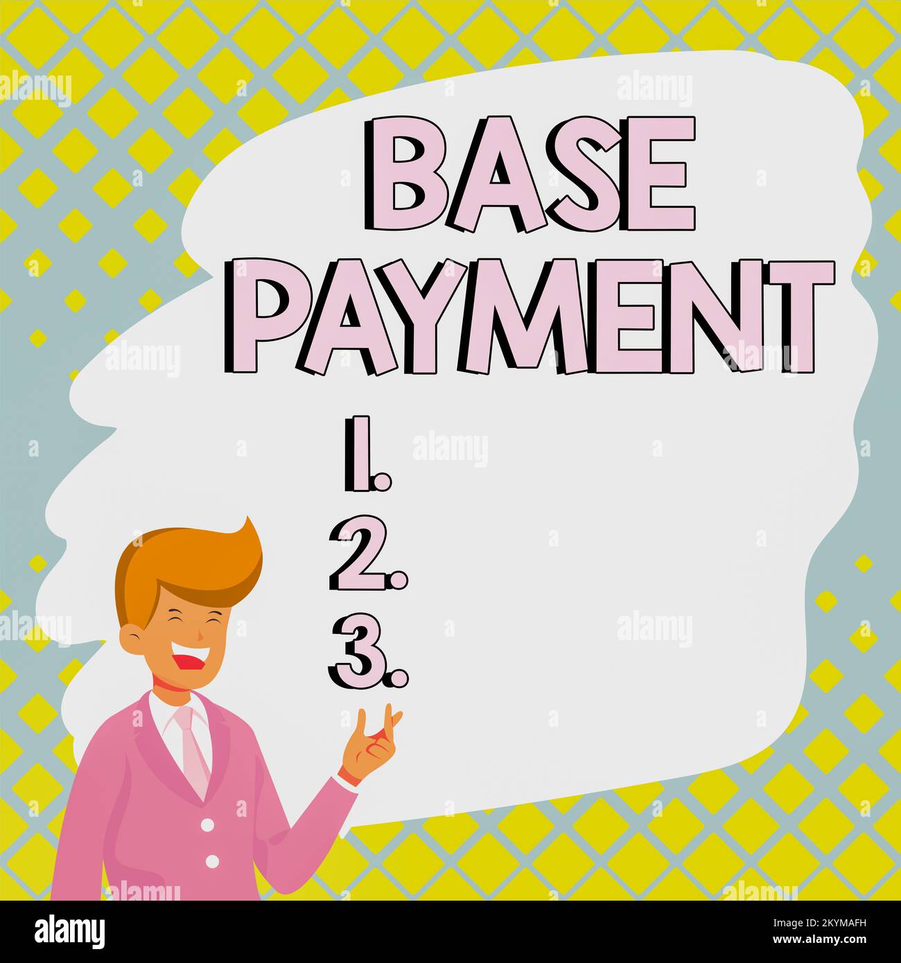 Affiche textuelle indiquant le paiement de base. Mot écrit sur le montant de la rémunération ...