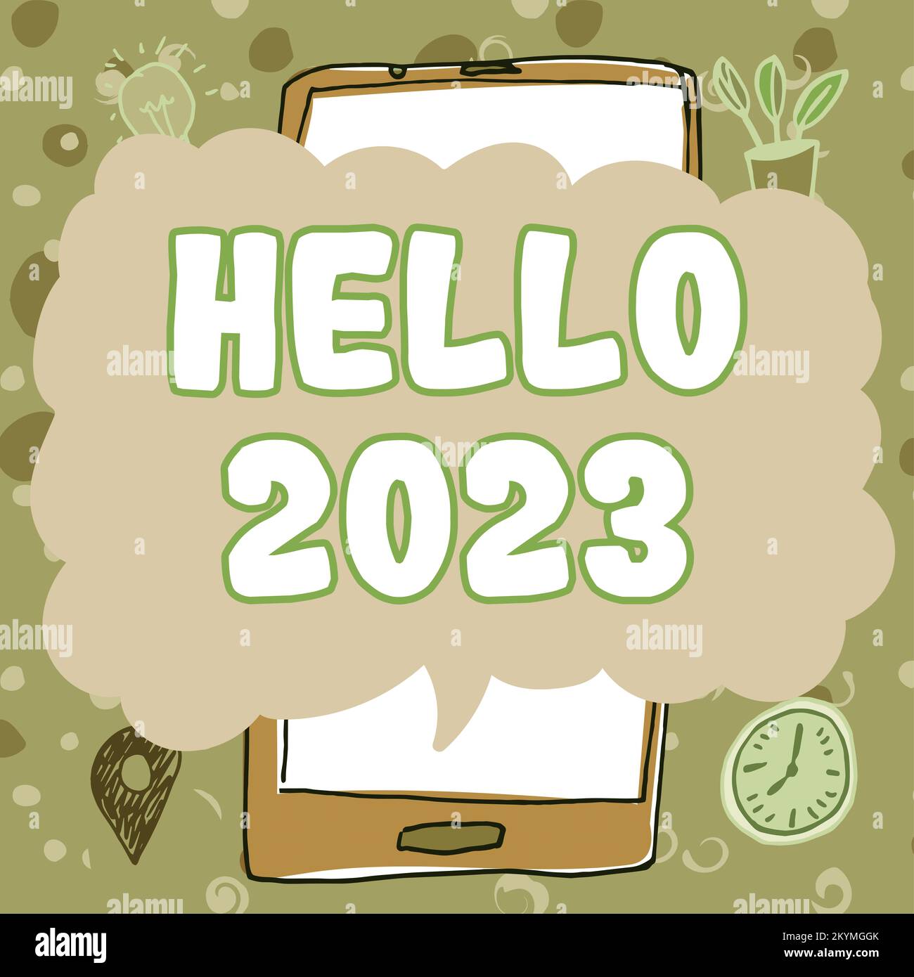 Inspiration montrant le signe Hello 2023. Mot pour la célébration du début de l'année civile ...