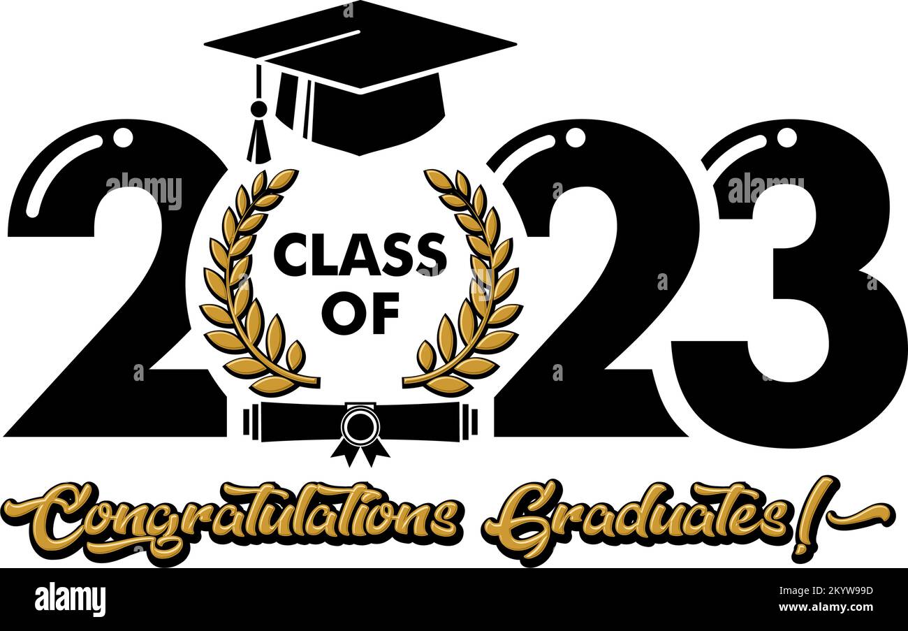 en-tête diplômé de classe 2023. Le concept de décorer félicitation avec ...