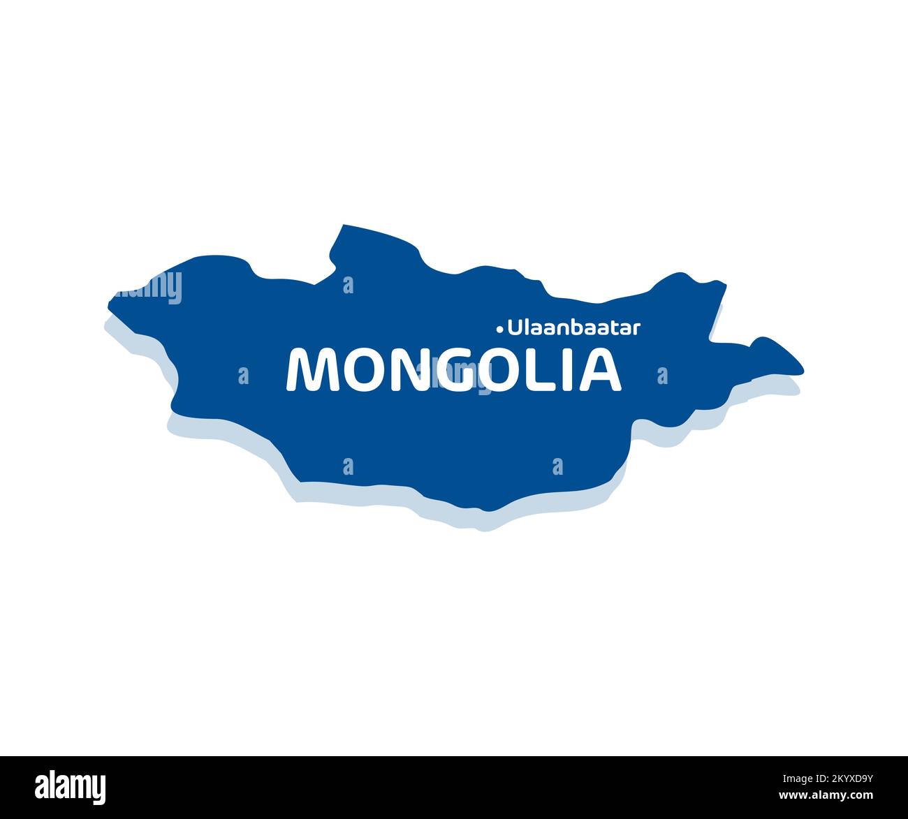 Mongolie, silhouette de carte avec le logo de la capitale Oulan-Bator ...