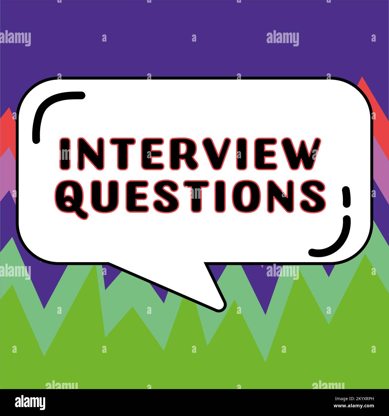 Questions d'entrevue sur l'affichage conceptuel. Mot écrit sur un sujet ...