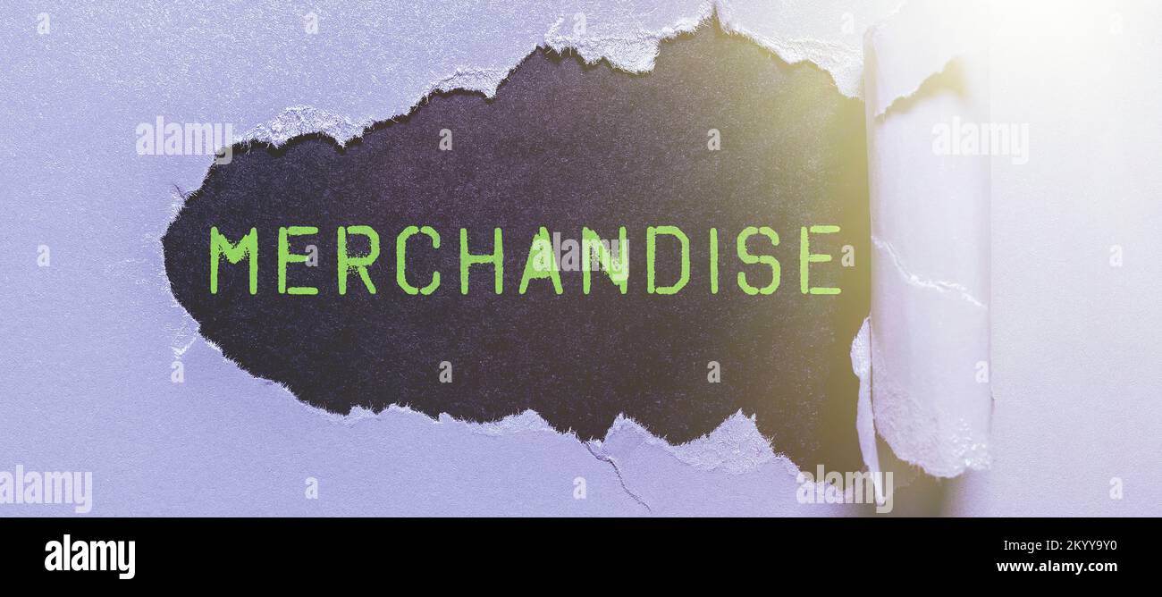 Légende conceptuelle marchandises. Concept commercial les marchandises ...