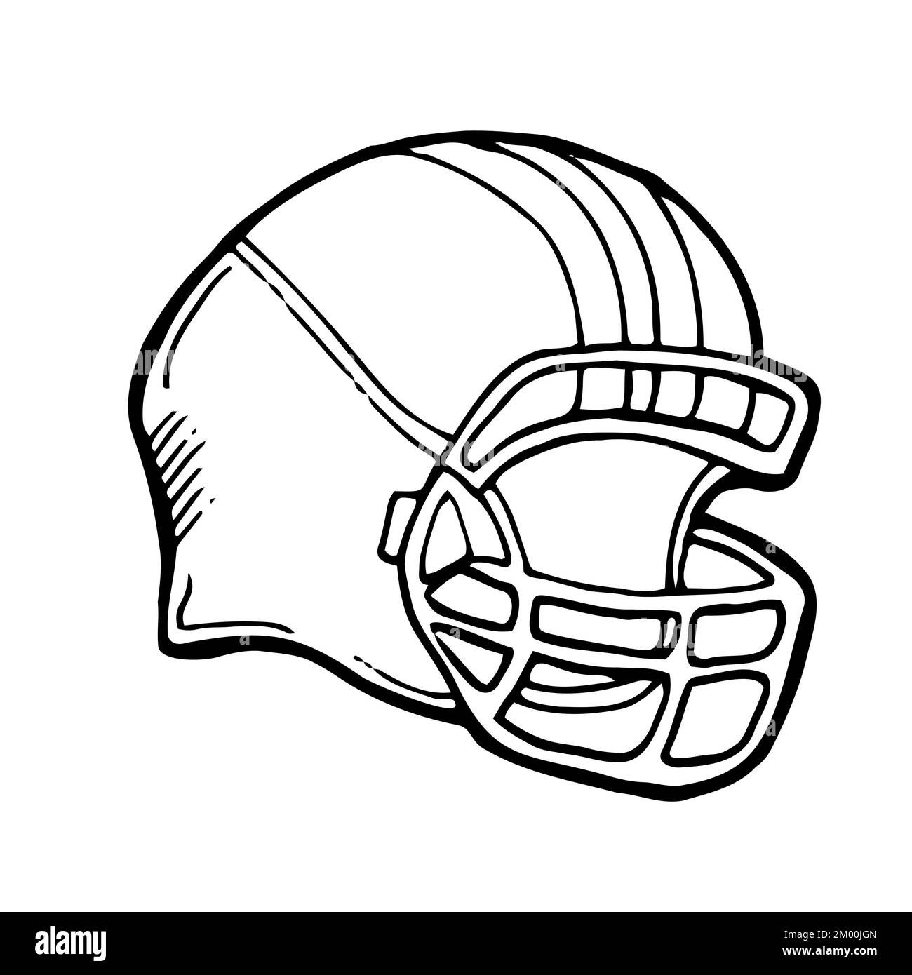 Icône de casque de football américain Doodle. Croquis Vector Rugby ...