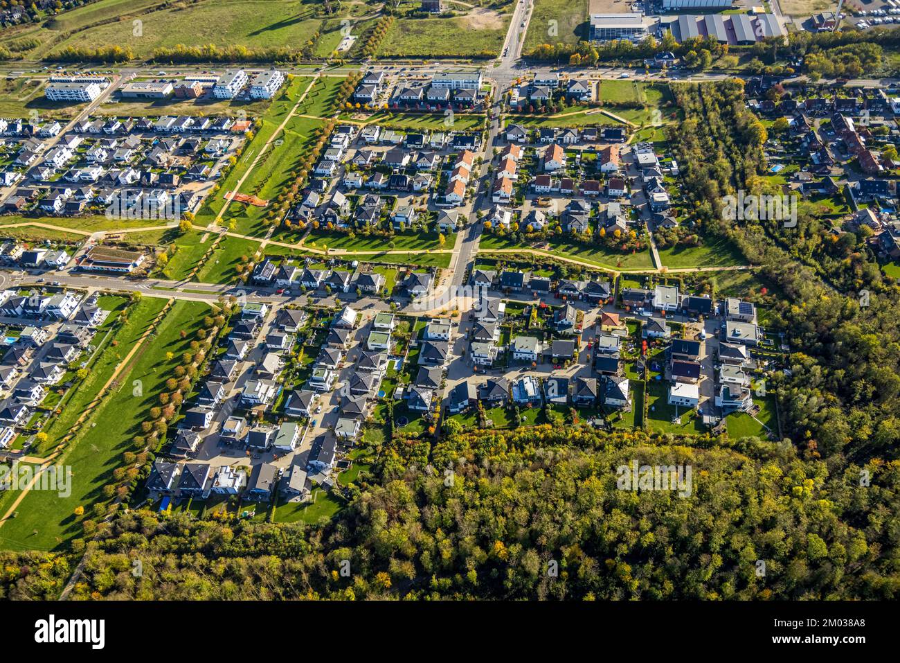 Vue aérienne, quartier résidentiel Niederberg, nouveau développement ...