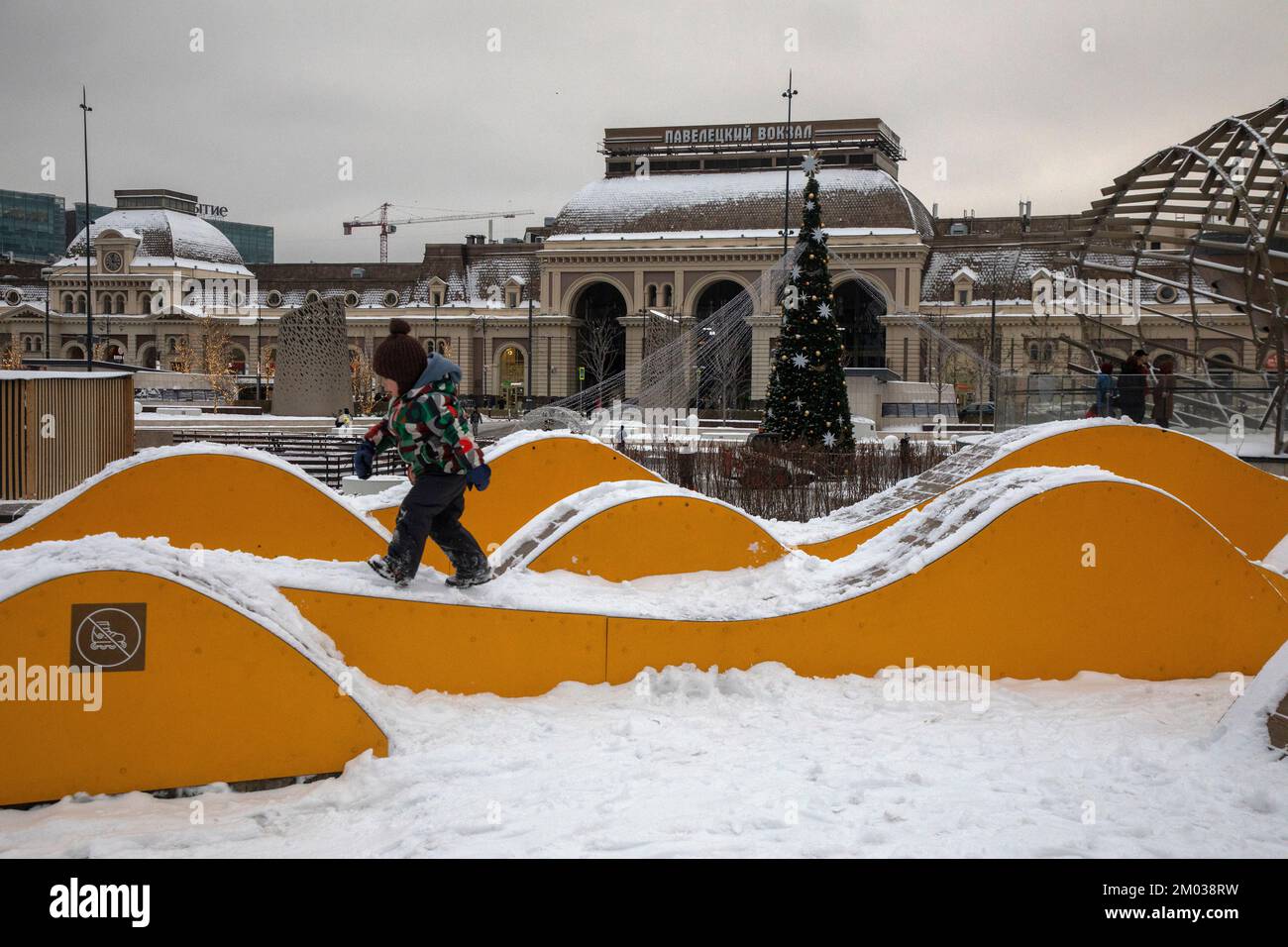 Moscou, Russie. 20th novembre 2022 vue d'hiver de la gare de Paveletsky ...