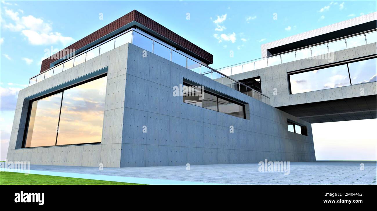 Murs en béton après le démontage du coffrage. La structure monolithique ...