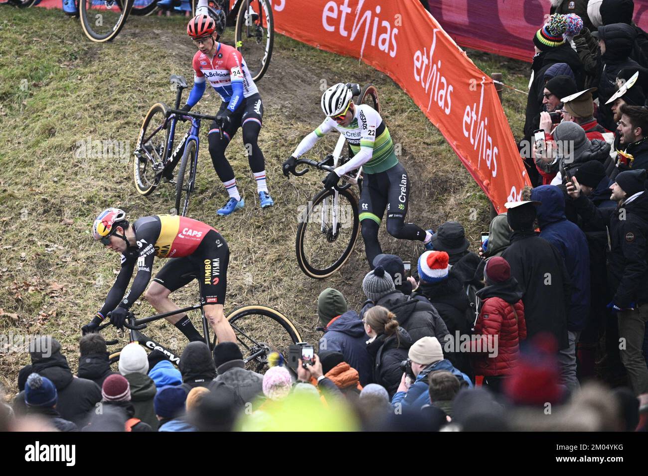 Wout Van Aert, Lars Van Der Haar et Mees Hendrikx en action lors de la ...