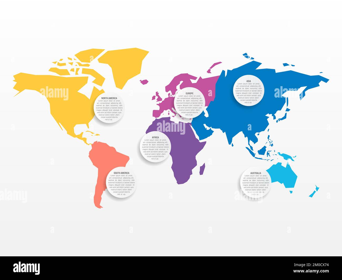 Carte du monde et infographies des continents. Champs de texte ...