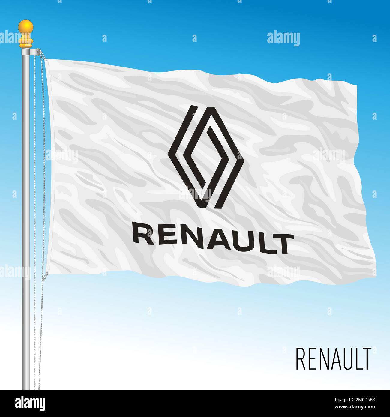 France, année 2021, drapeau avec nouveau logo marque Renault, industrie ...