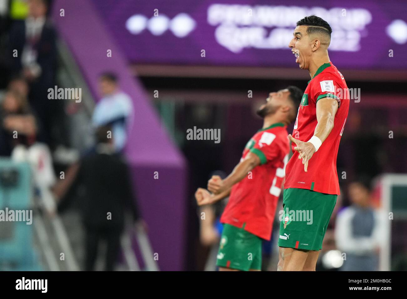 Les joueurs marocains lors du match Qatar 2022 de la coupe du monde de ...