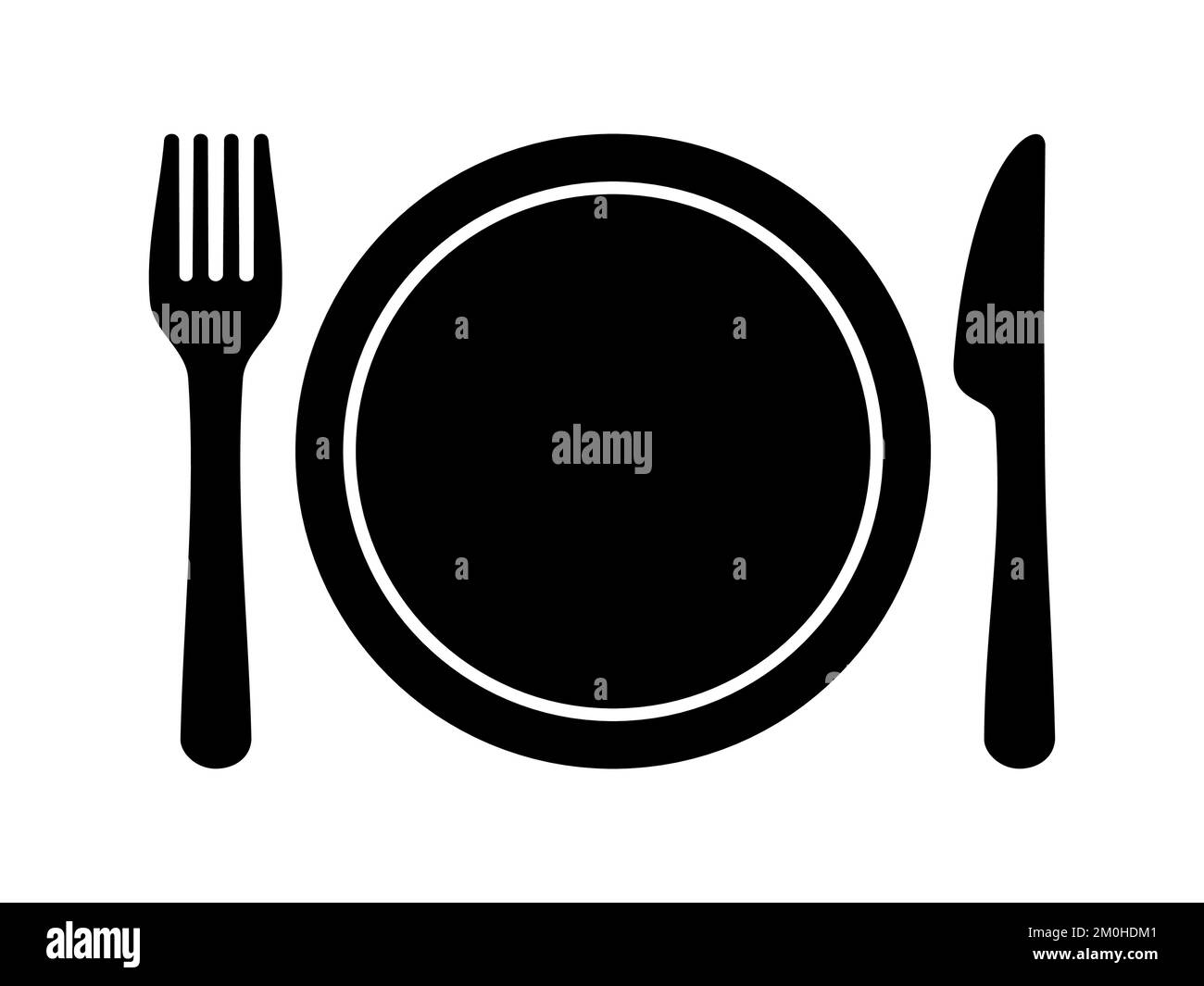PLAT AVEC COUVERTS, FOURCHETTE ET COUTEAU, PICTOGRAMME Image ...