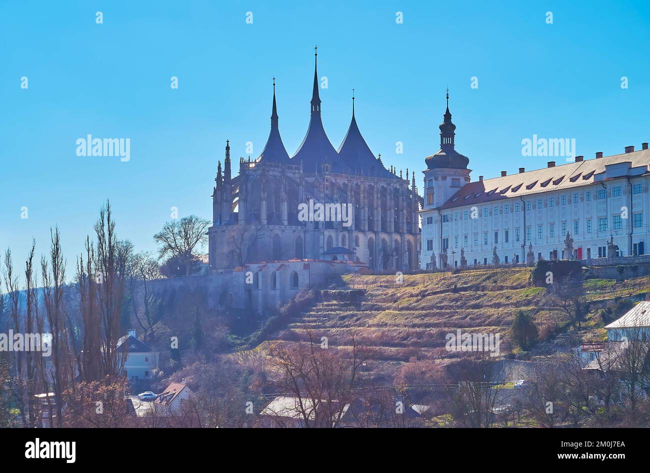 L'extérieur exceptionnel de la cathédrale gothique médiévale de Sainte ...