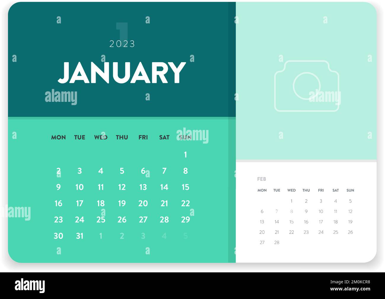 Janvier 2023. Scénario de modèle de calendrier mensuel Creative minimum ...