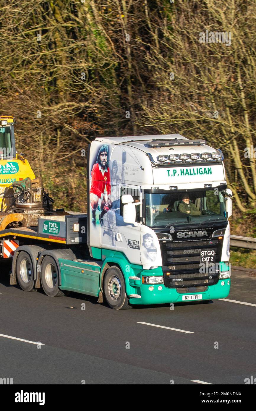 P. CAMION HALLIGAN SCANIA SUPER STGO CAT2 et remorque à chargeur bas ...