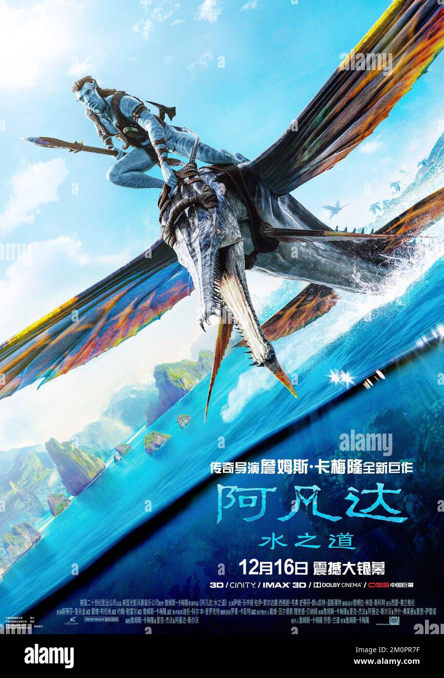 AVATAR: LE CHEMIN DE L'EAU, (alias AVATAR 2), affiche chinoise, Jake ...
