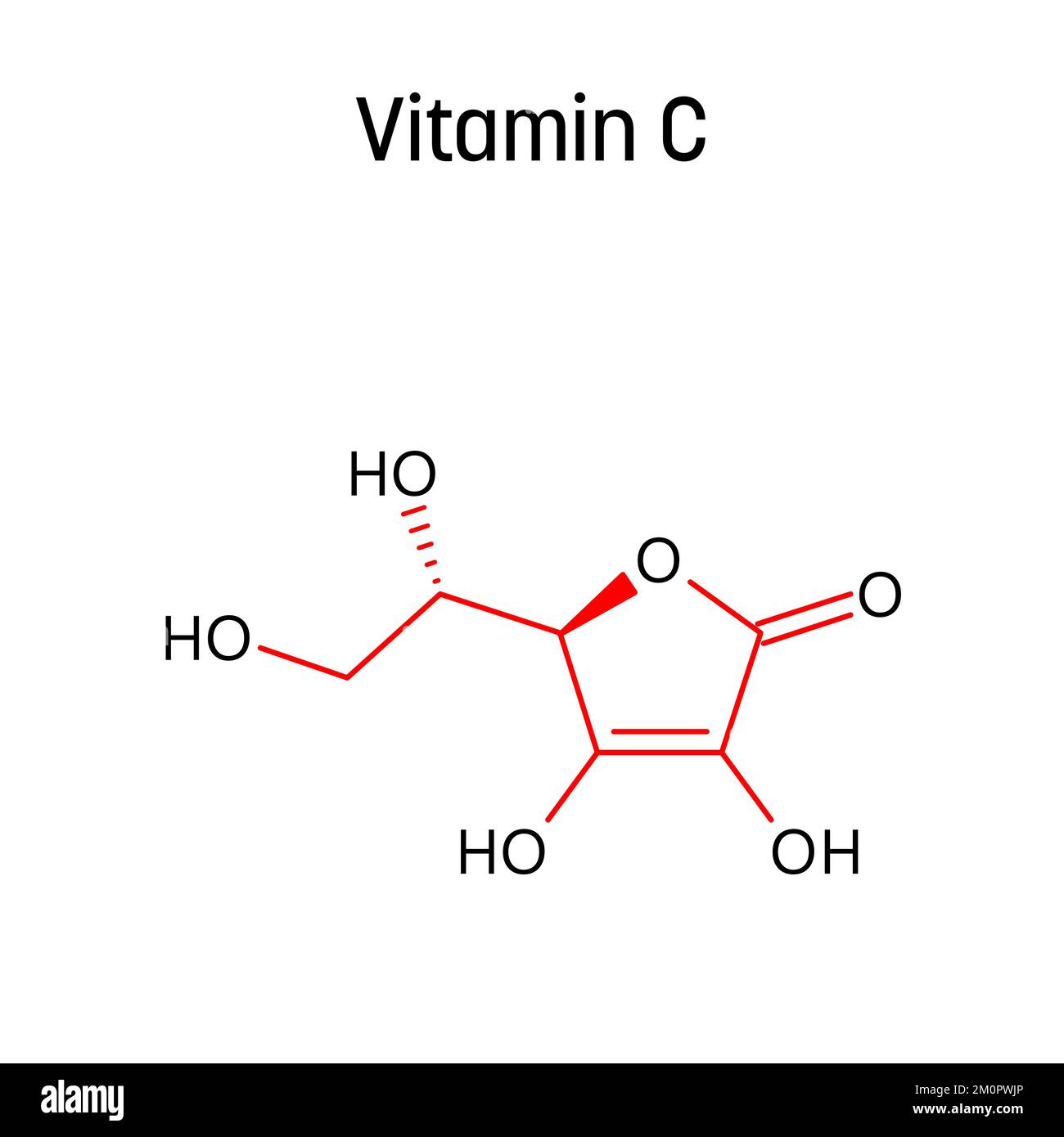 Structure moléculaire de la vitamine C. Vitamine C, acide ascorbique ou ascorbate, présente dans ...