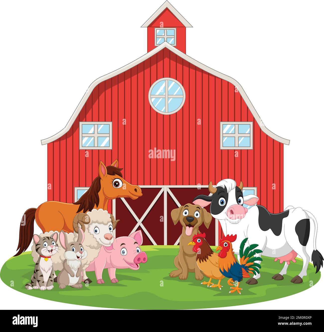 Animaux de la ferme de dessin animé dans la cour de la ferme Image ...