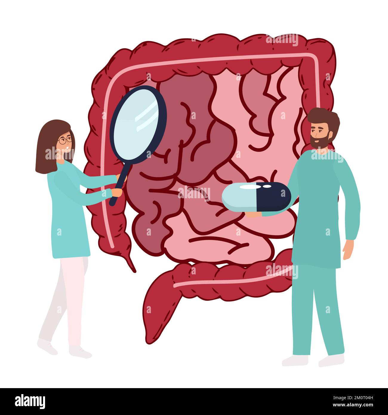 Examen médical de l'organe intestinal, santé intestin et digestif ...
