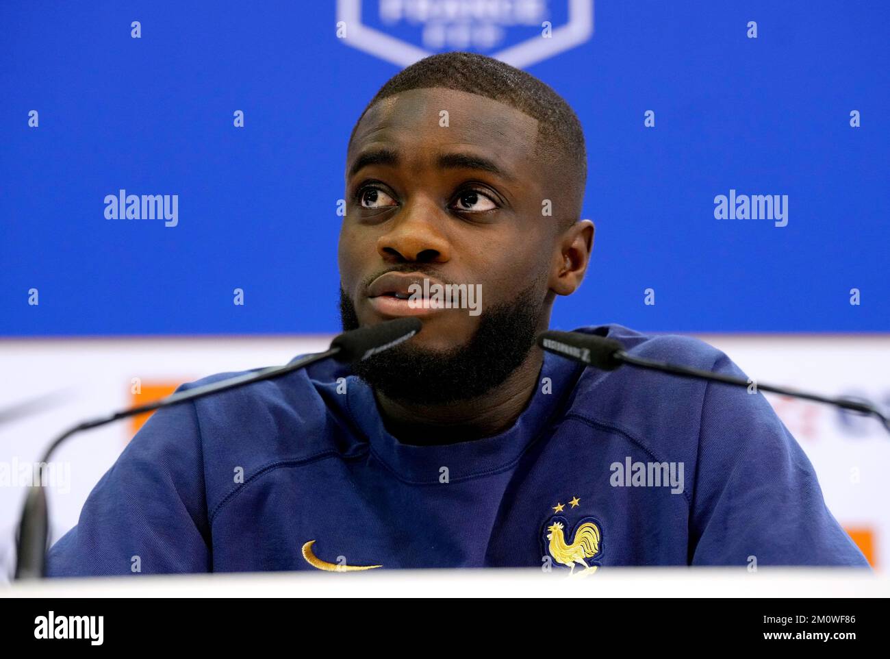 Dayot Upamecano en France lors d'une conférence de presse au stade Al ...