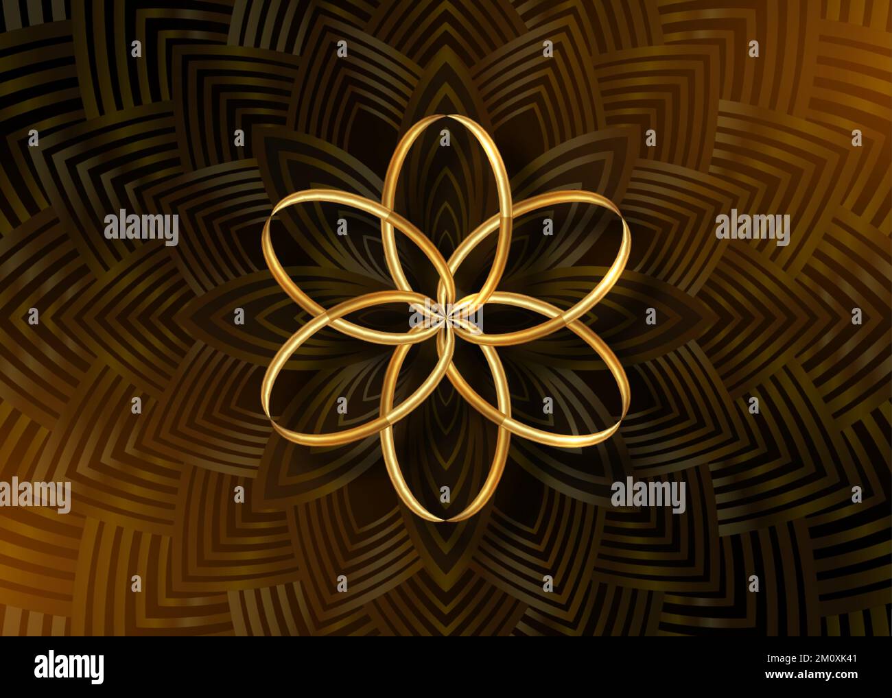 Fleur de lotus d'or mandala, symbole de la graine de vie géométrie ...