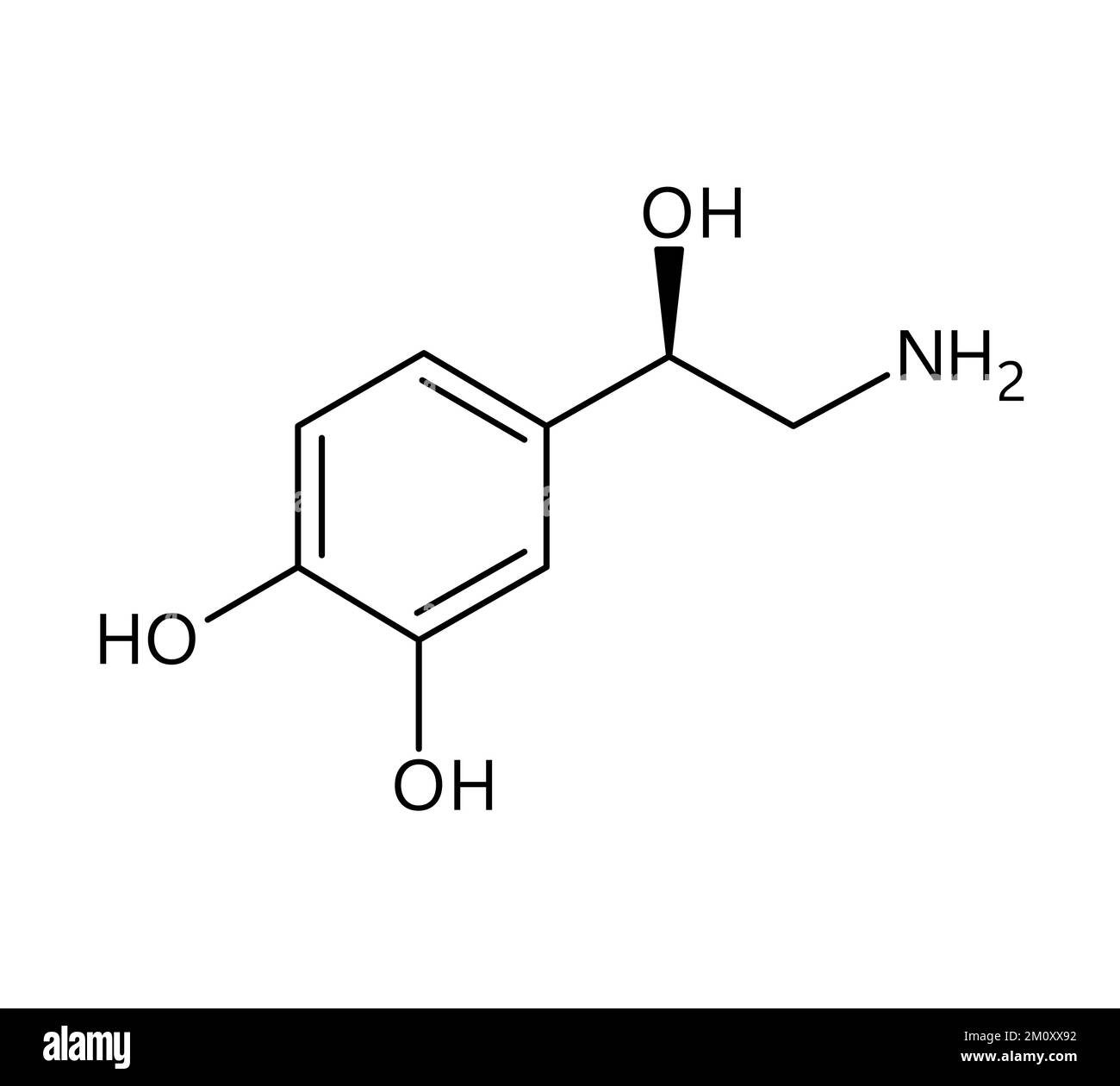 Structure moléculaire de la noradrénaline. La noradrénaline, ou ...
