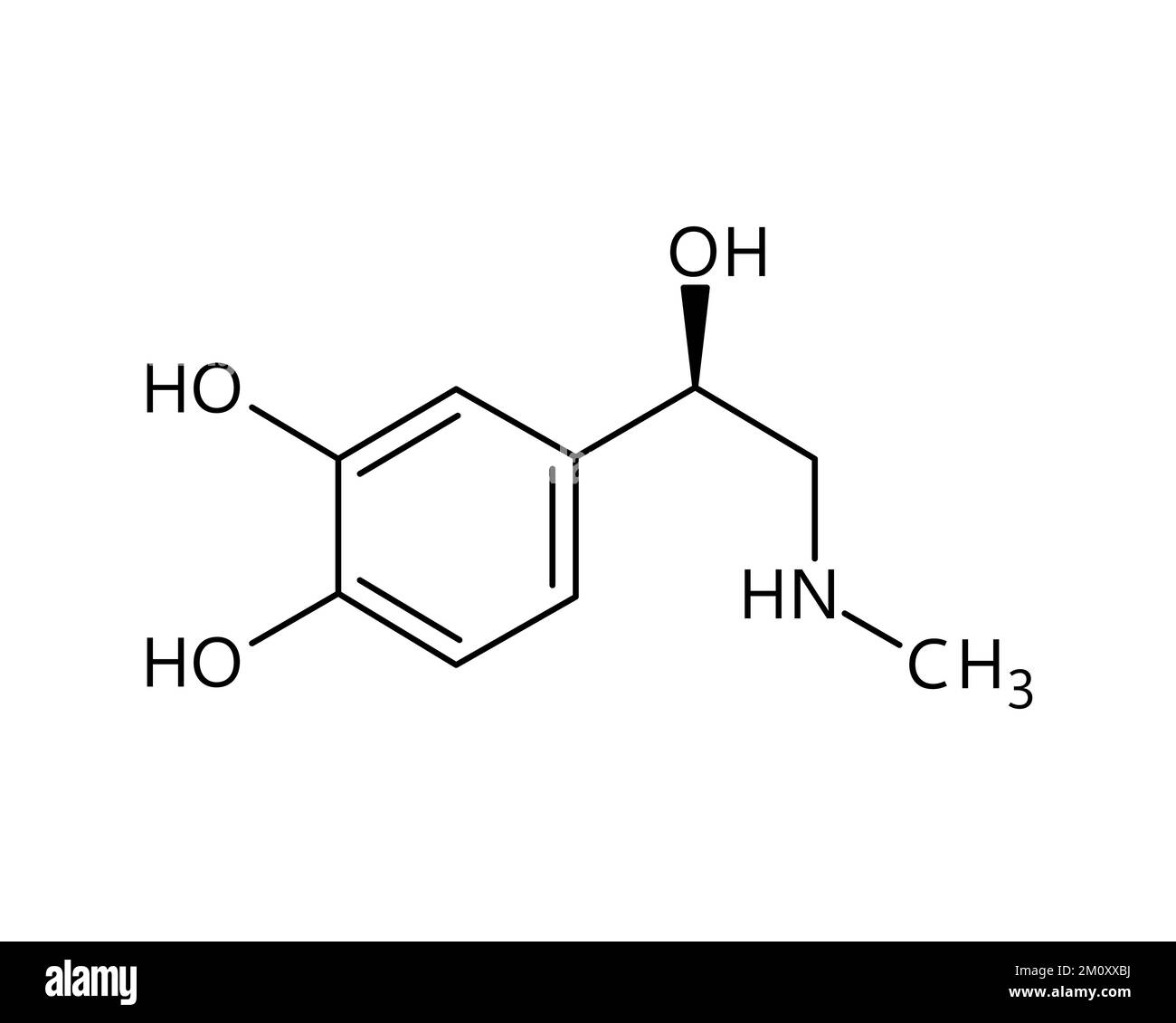 Structure moléculaire de l'adrénaline. L'adrénaline, ou épinéphrine ...