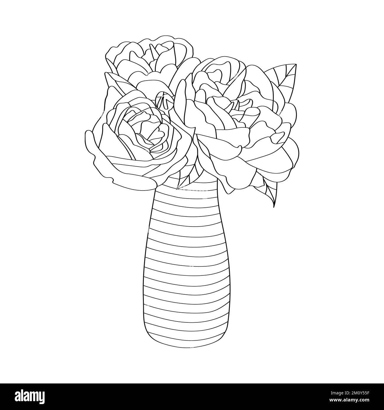 Fleurs dans des vases. Illustration vectorielle. Coloriage dessiné Image Vectorielle Stock - Alamy