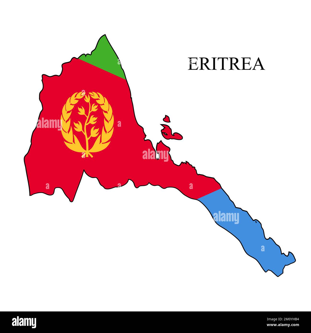 Eritrea flag territory with world map Banque d'images vectorielles - Alamy
