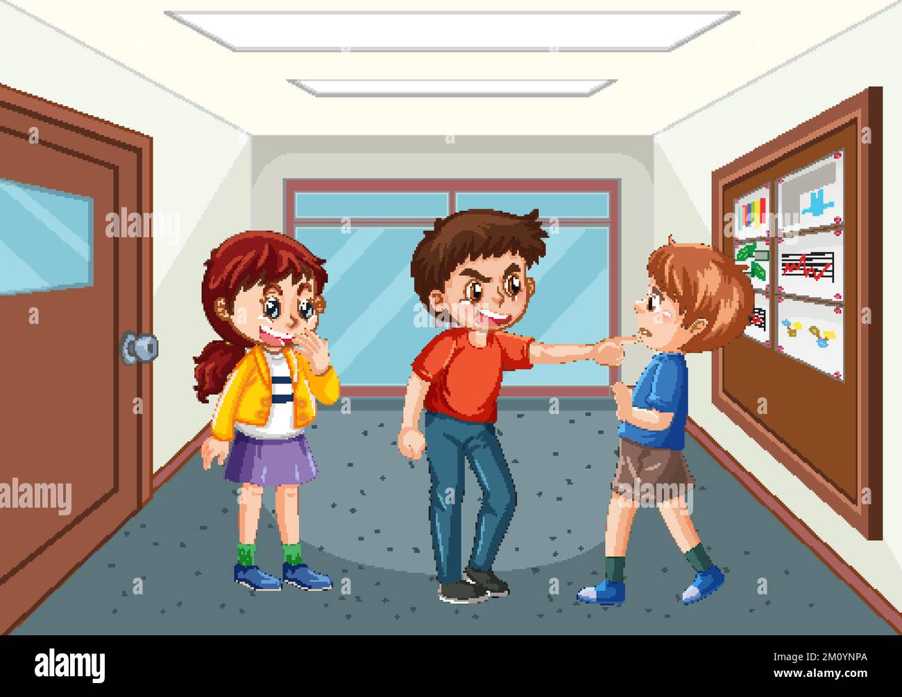 Intimidation scolaire avec illustration des personnages de dessin animé ...
